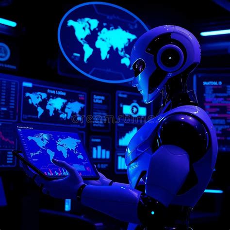Ai Powered Robots In Cyber Operations Stock Image Image Of Digital