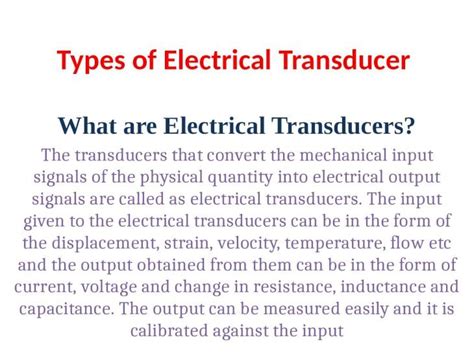 Pptx Types Of Electrical Transducer Ppt Dokumen Tips