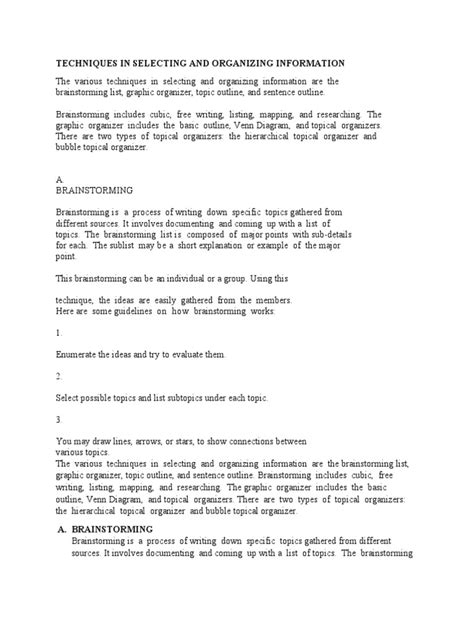 techniques in selecting and organizing information pdf