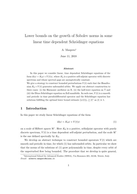 Pdf Lower Bounds On The Growth Of Sobolev Norms In Some Linear Time