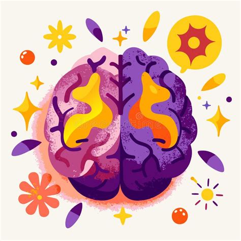 Colorful Brain Vector Illustration With Artistic Elements Stock