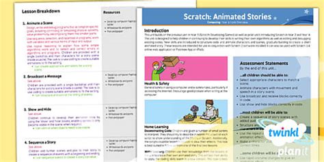 Computing Scratch Animated Stories Year 6 Planning Overview