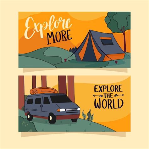 손으로 그린 가로 배너 무료 벡터