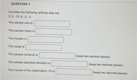 Solved Question 1consider The Following Artificial Data