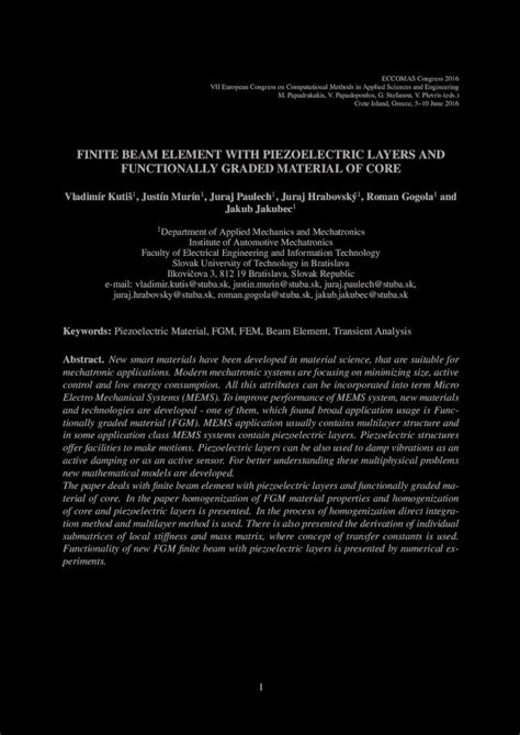 Pdf Finite Beam Element With Piezoelectric Layers And Kl And Vector Components Of Electric