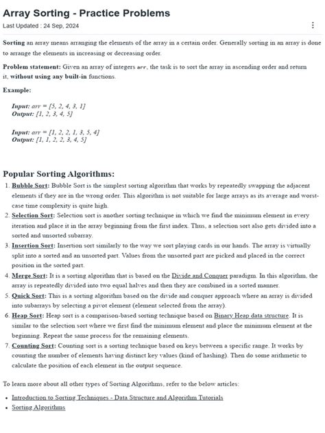 5 5 Array Sorting Practice Problems Geeksforgeeks Pdf Computing Algorithms And Data