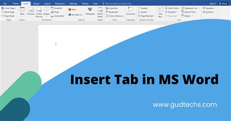 Insert Tab In MS Word GUDTECHS