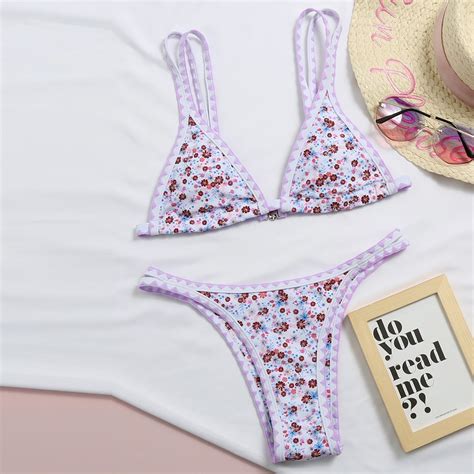 Tponi Sexy Swimsuits For Women Two Piece Sets Purple Plus Size Swimsuit