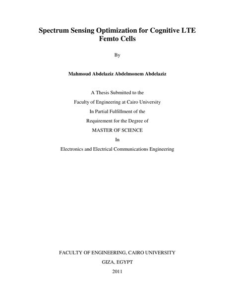 Pdf Spectrum Sensing Optimization For Cognitive Lte Femto Cells