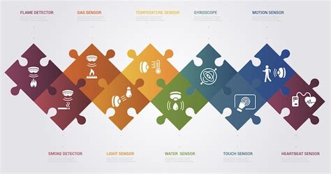 Premium Vector Infographic Sensor Template Icons In Different Colors