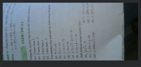 Using The Number Line Write The Integer Which Isa 3 More Than 5 B