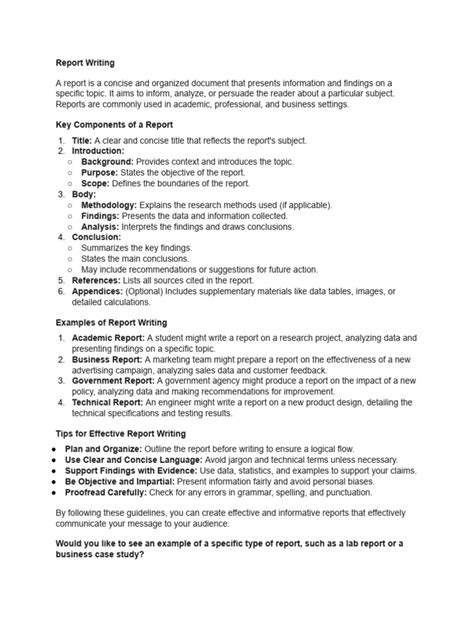 What Is Report Writting Explain With Examples Pdf