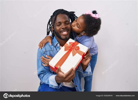 Father Daughter Surprise T Hugging Each Other Isolated White