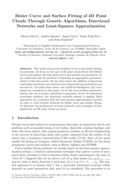 Pdf Bézier Curve And Surface Fitting Of 3d Point Clouds Through