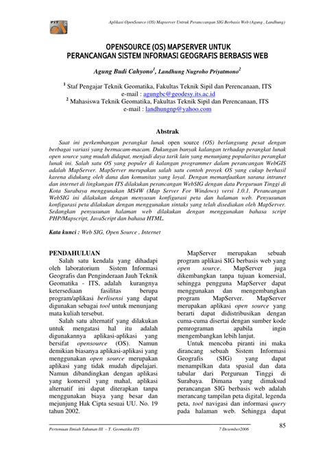 Pdf Opensource Os Mapserver Untuk Perancangan Sistem Informasi