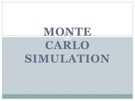Monte Carlo Simulation A Hands On Guide Lucox Cl