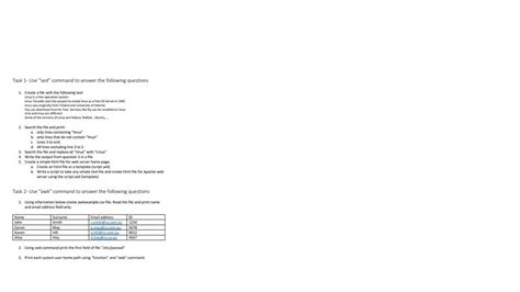 Solved Task 1 Use Sed Command To Answer The Following Questions