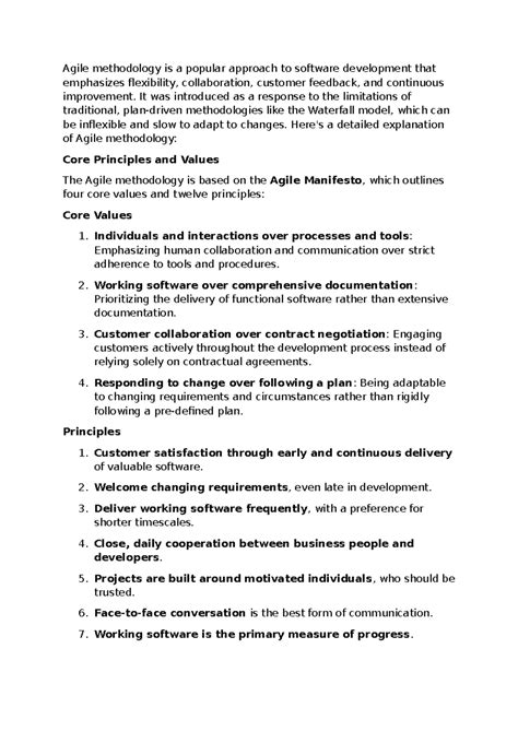 Agile Methodology Summary System Development Methods Agile