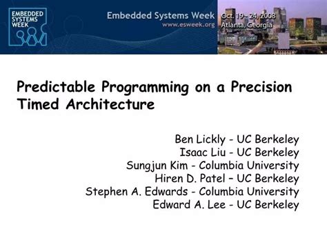 Ppt Predictable Programming On A Precision Timed Architecture Powerpoint Presentation Id6389697