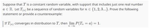 Solved Suppose That T Is A Constant Random Variable With