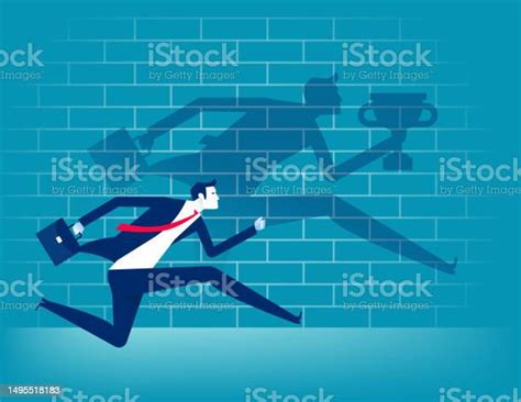 그림자를 가진 사업가 비즈니스 성공 벡터 일러스트레이션 경쟁에 대한 스톡 벡터 아트 및 기타 이미지 경쟁 그림자 도전 Istock