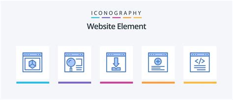 website element blue 5 icon pack including website browser search loading download creative