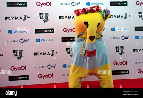Japanese Mascot Character “funassyi Poses For Photographers On The Red