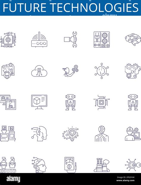 Future Technologies Line Icons Signs Set Design Collection Of Artificial Intelligence