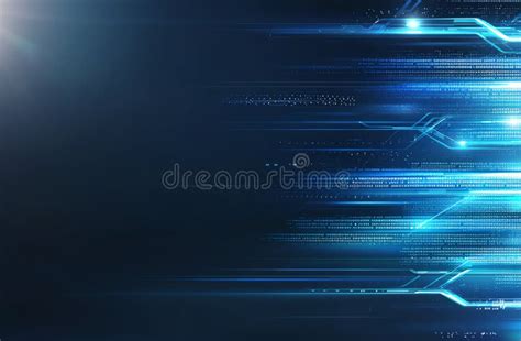 Digital Technology Background Binary Code Glowing Lines Representing