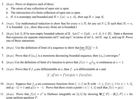 Solved 3 30 Pts Prove Or Disprove Each Of These A The