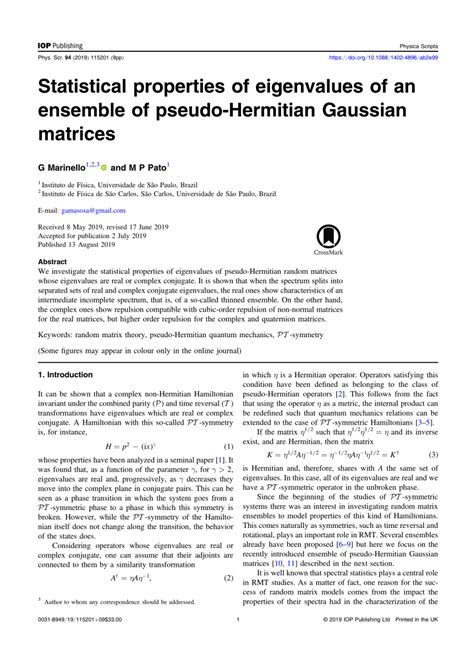 Statistical Properties Of Eigenvalues Of An Ensemble Of Pseudo Hermitian Gaussian Matrices
