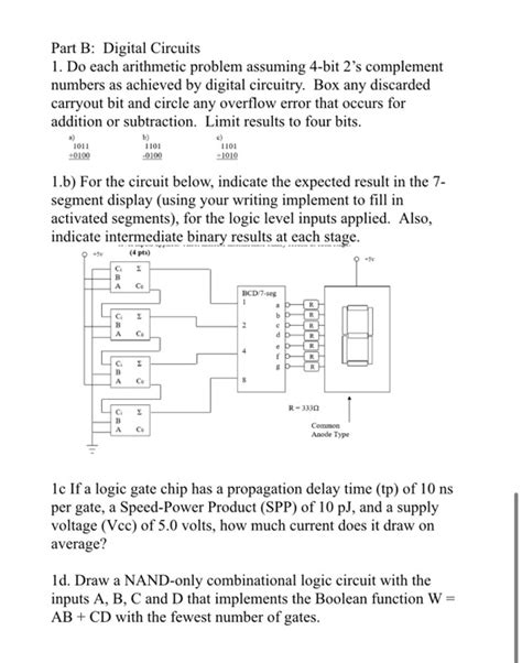 Solved Part B Digital Circuits Do Each Arithmetic Chegg