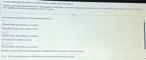 Solved Use The Samplo Data And Confidence Lavel Given Below Chegg