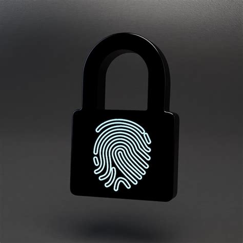 Premium Photo Biometric Data Fingerprint On Lock Padlock On Black Background Illuminated With
