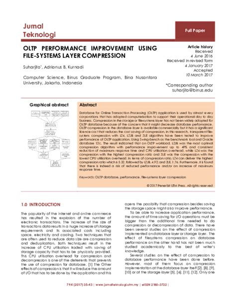 Pdf Oltp Performance Improvement Using File Systems Layer Compression