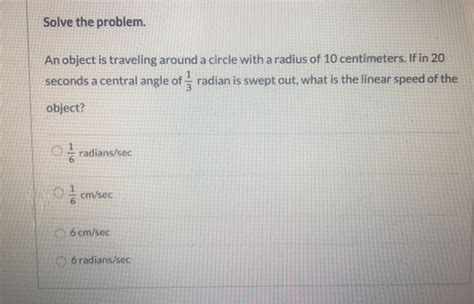 Solved Solve The Problem An Object Is Traveling Around A Chegg