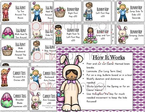 Easter Themed Brain Breaks Pink Oatmeal Shop