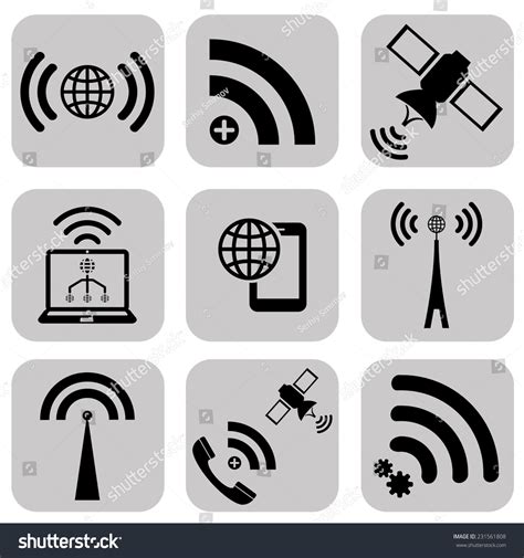 Set Different Black Vector Wireless Wifi Stock Vector 231561808 Shutterstock