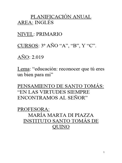 Planif Anual 3º 2019 Pdf Léxico Ritmo