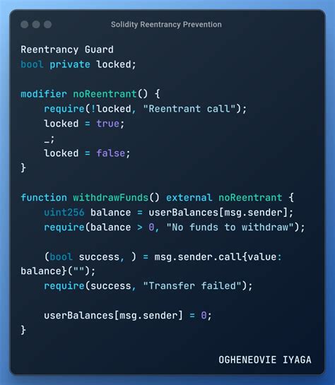 Ogheneovie Iyaga On Linkedin Are You A Solidity Developer Use This Code To Prevent Reentrancy