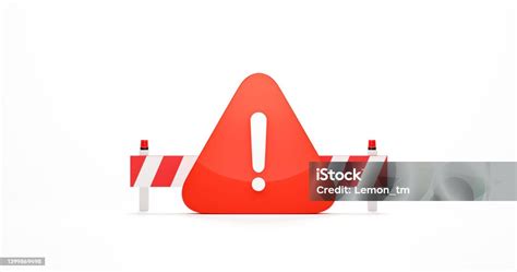 빨간색 느낌표 경고 3d 아이콘은 위험 사이렌 경보 경고 테이프 영역 또는 긴급 보안 신호주의 비상 기호 및 오류 장비 구조