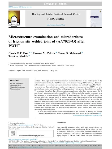 Pdf Microstructure Examination And Microhardness Of Friction Stir Welded Joint Of Aa7020 O