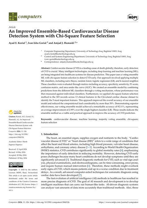 Pdf An Improved Ensemble Based Cardiovascular Disease Detection System With Chi Square Feature