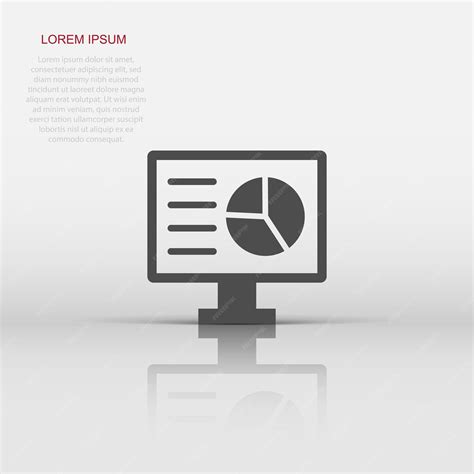 Premium Vector Analytic Monitor Icon In Flat Style Diagram Vector Illustration On White
