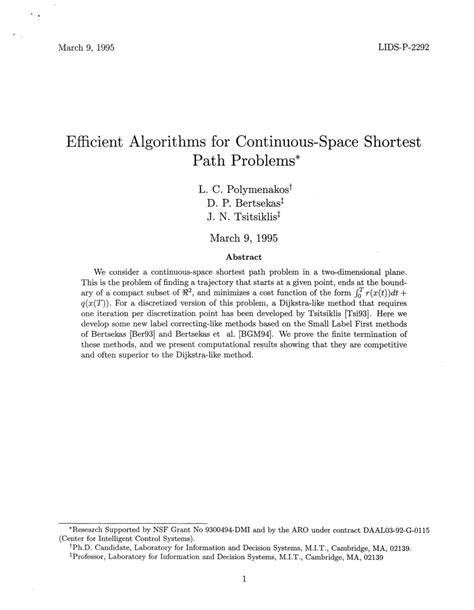 pdf efficient algorithms for continuous space shortest path problems