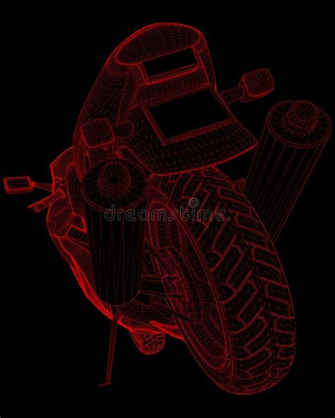 Motorcycle Wireframe From Black Lines Isolated On White Background Side View 3d Stock Vector