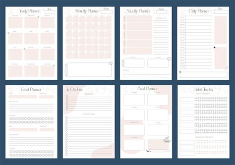플래너 템플릿 주간 월간 및 연간 플래너는 목표 플래너 습관 추적기를 수행할 수 있습니다 프리미엄 벡터