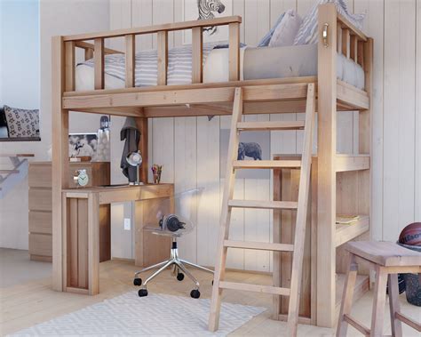 Twin Loft Bed Plan With Desk And Storage Pdf Download Etsy Loft
