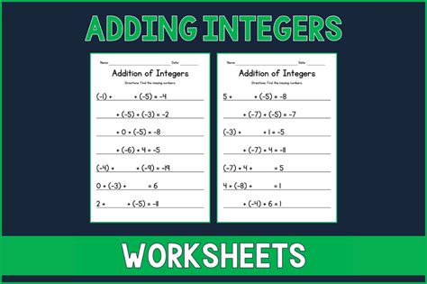 Adding Integers Worksheets Graphic By Atlasart Creative Fabrica
