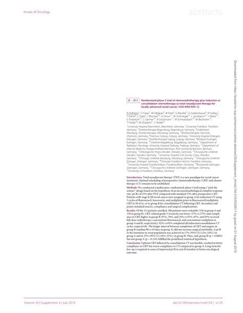 Pdf O 011randomized Phase 2 Trial Of Chemoradiotherapy Plus Induction Or Consolidation